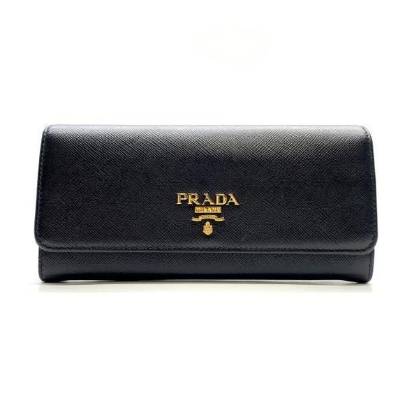 Prada | Bags | Prada Snap Button Saffiano Long Wallet Pass Case Black ...